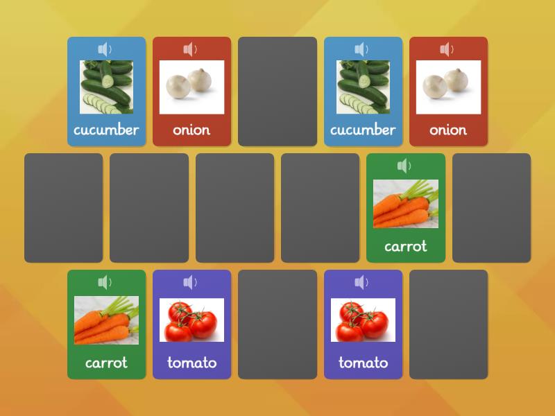 Vegetables - memory card game - Matching pairs