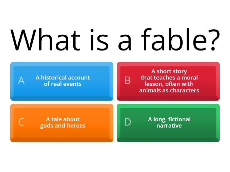 Multiple-choice narrative texts specifically fables and legends for a ...