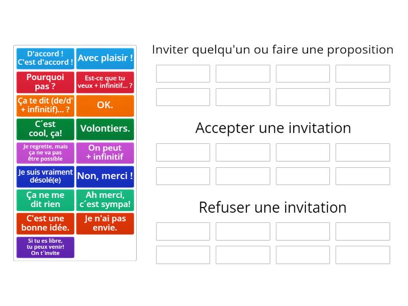 Inviter quelqu'un / accepter ou refuser une invitation - Group sort