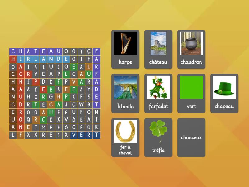 St-Patrick (mots cachés) - Mots mêlés