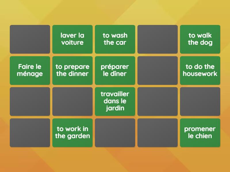 Household chores in French - Matching pairs