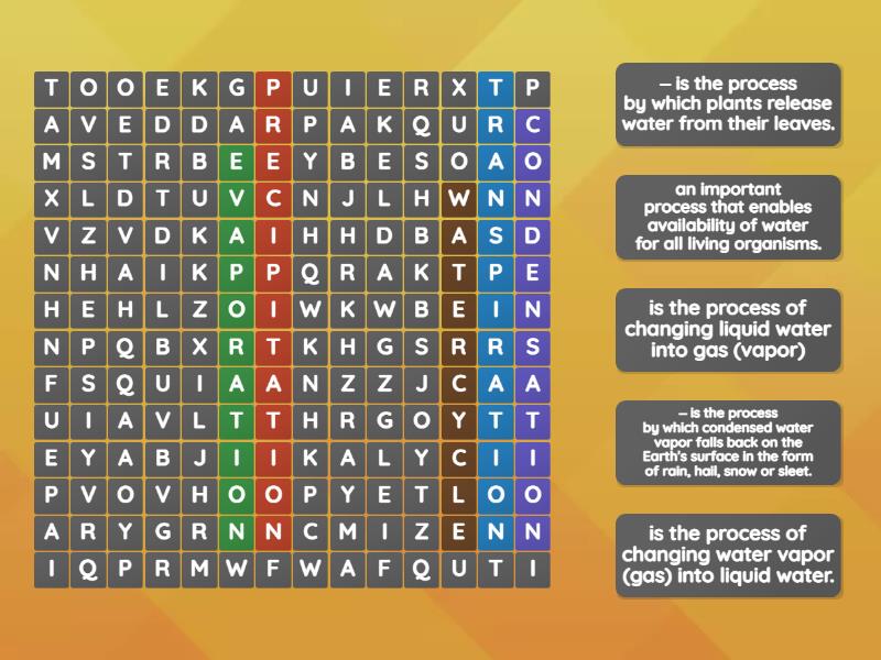 WATER CYCLE - Wordsearch