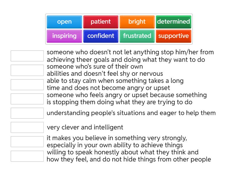 Personality traits basics Task - Match up