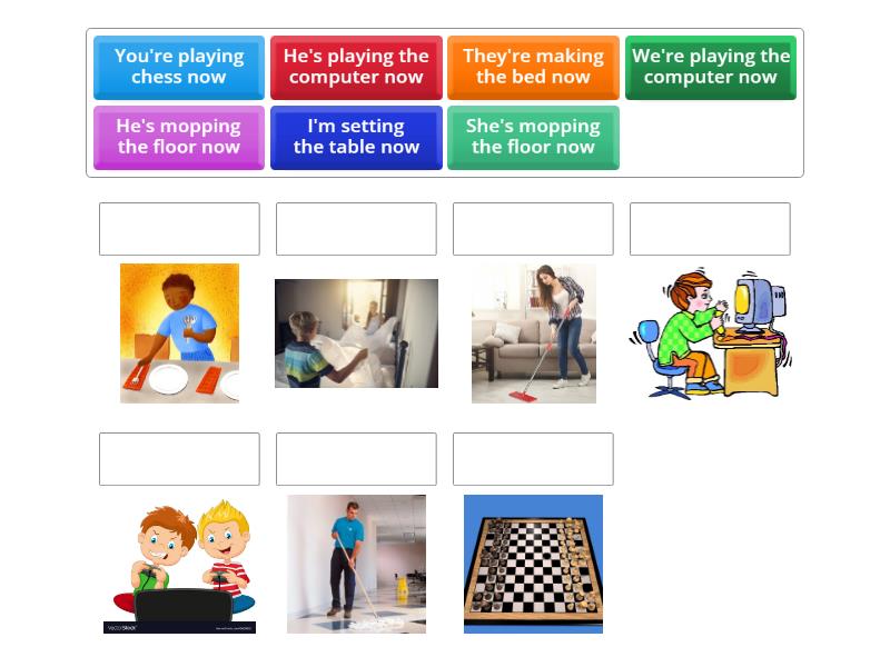 Present Continuous + chores - Match up