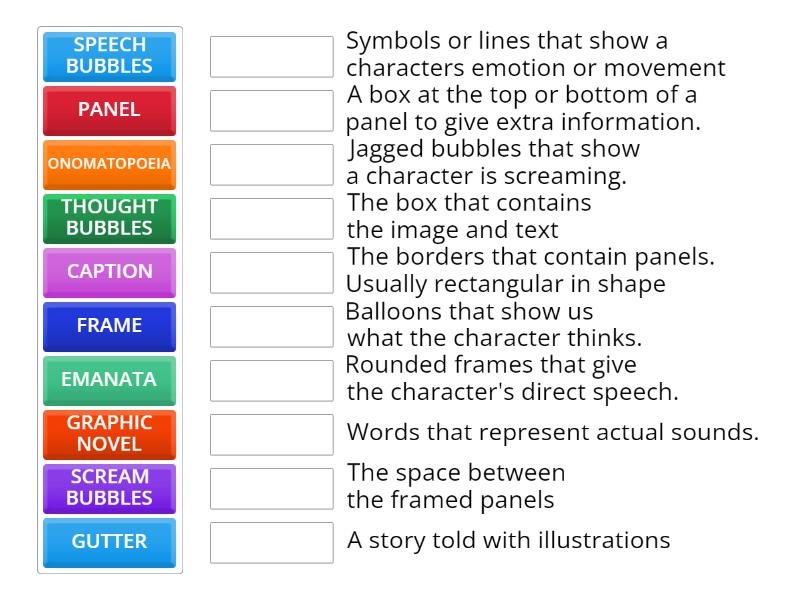 ELEMENTS OF GRAPHIC NOVELS - Match up