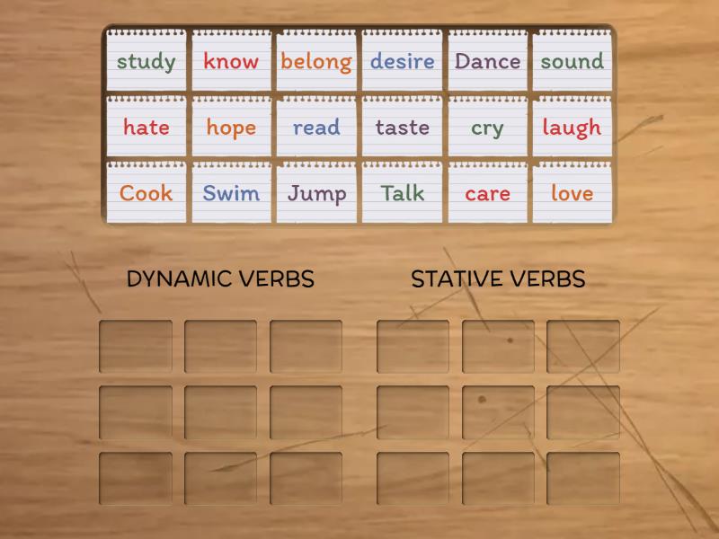 Dynamic Vs Stative Verbs - Group sort