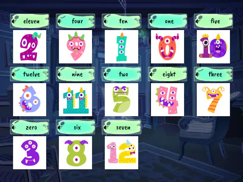 monster numbers 0-12 - Unscramble