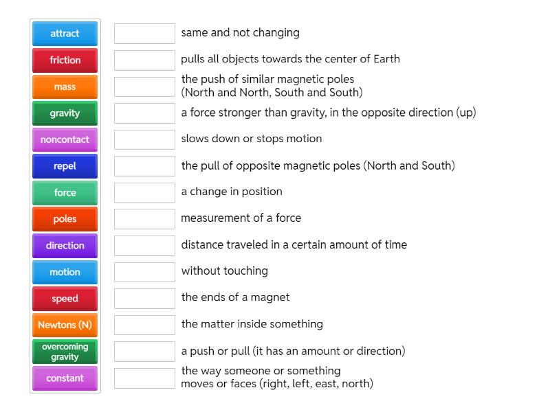 Big Idea 13: Forces and Motion - Match up
