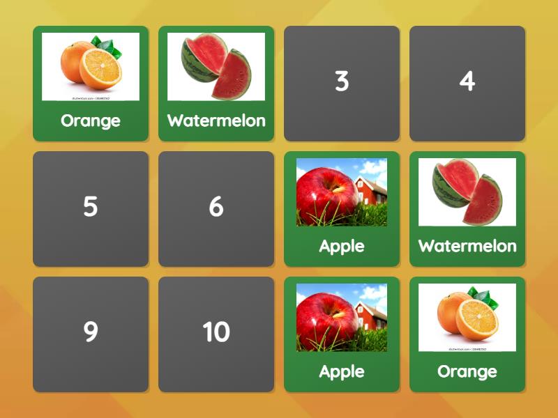 Find the pairs fruits - Matching pairs
