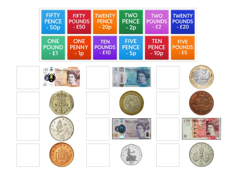 BRITISH MONEY - Match up