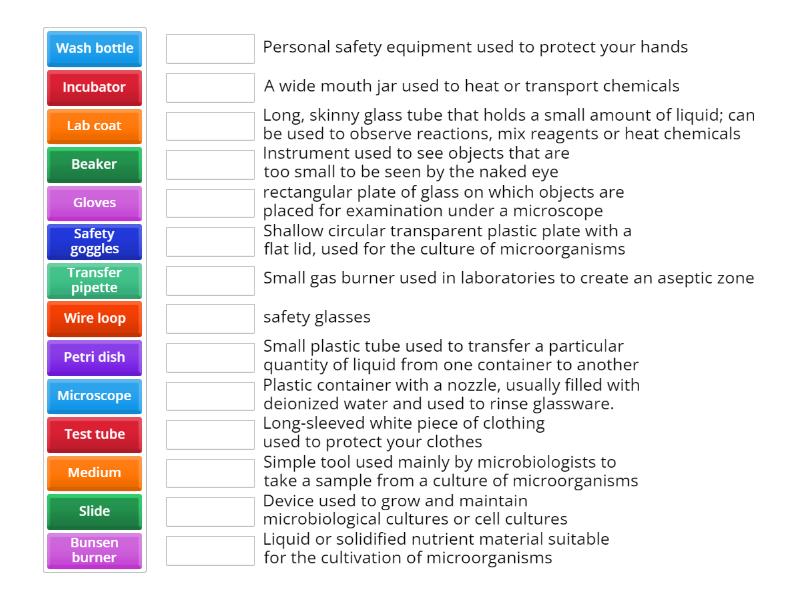 Lab equipment - Match up
