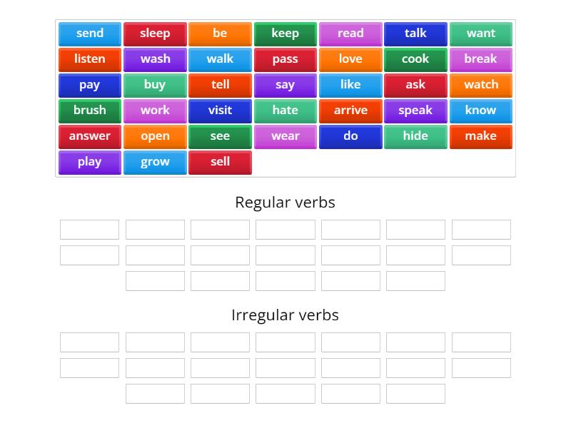 Regular and irregular verbs - Group sort