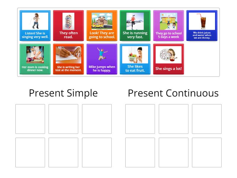 Present Simple - Present Continuous - Group sort