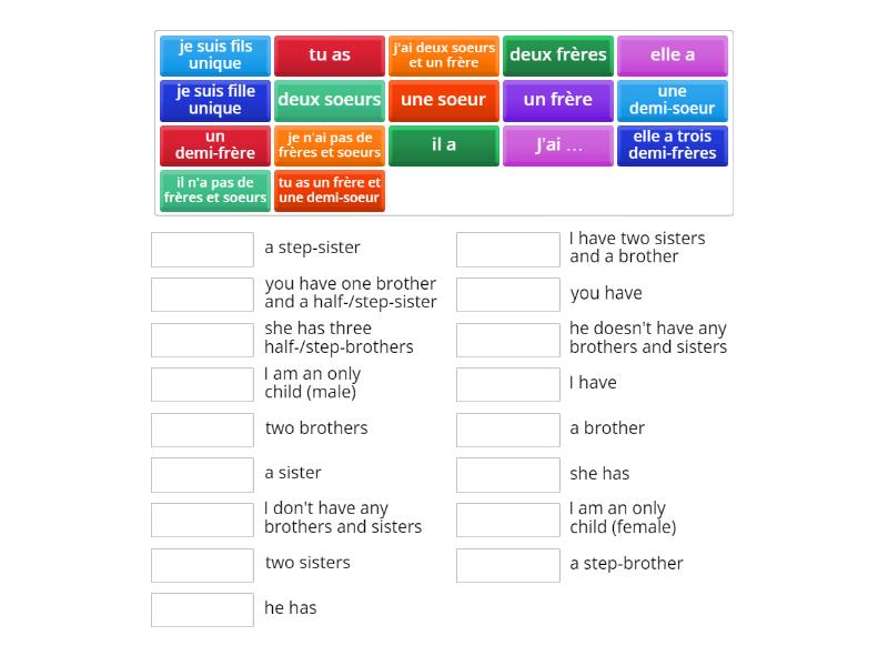 As-tu des freres et soeurs ? - Match up