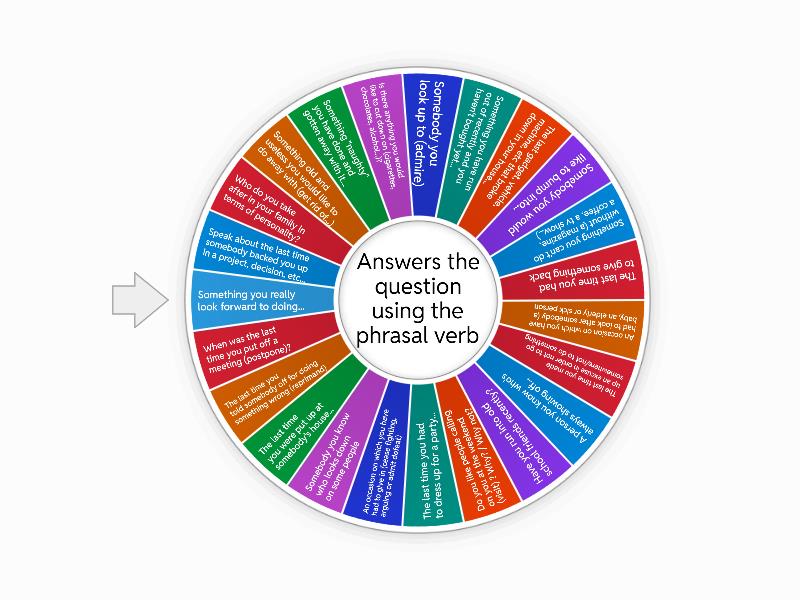 PHRASAL VERBS CONVERSATION QUESTIONS - Spin the wheel