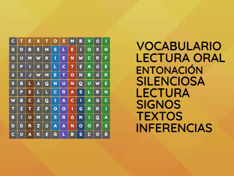 Lectura - Sopa de letras