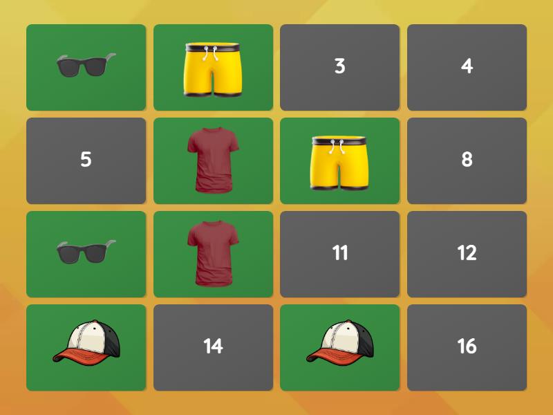 Clothes match-up - Matching pairs