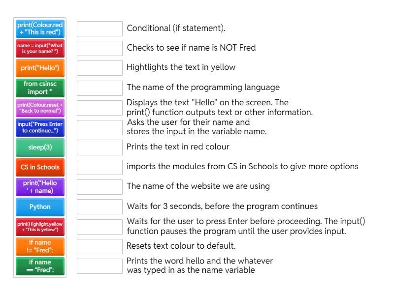 Coding Recap - Match up