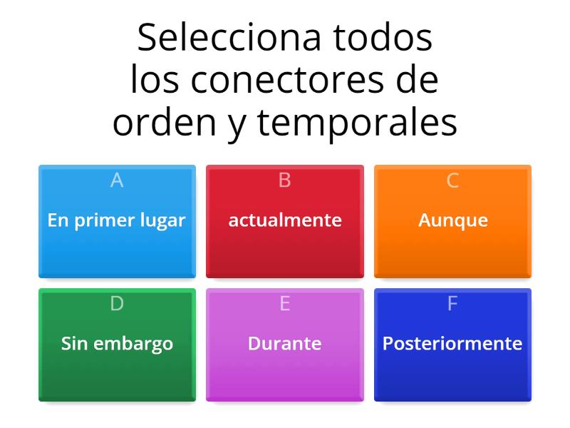 Conectores de orden y temporales - Quiz