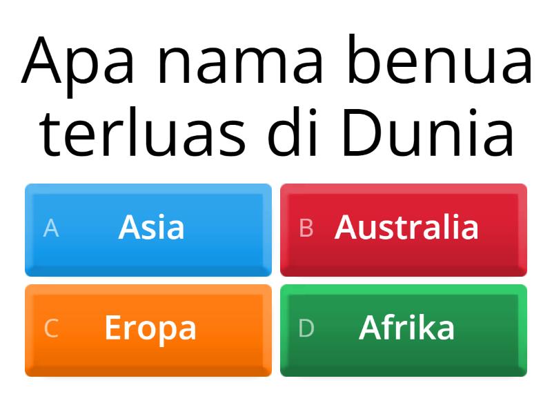 Soal IPAS Kelas 6 Topik A. Enam Benua di Dunia - Quiz