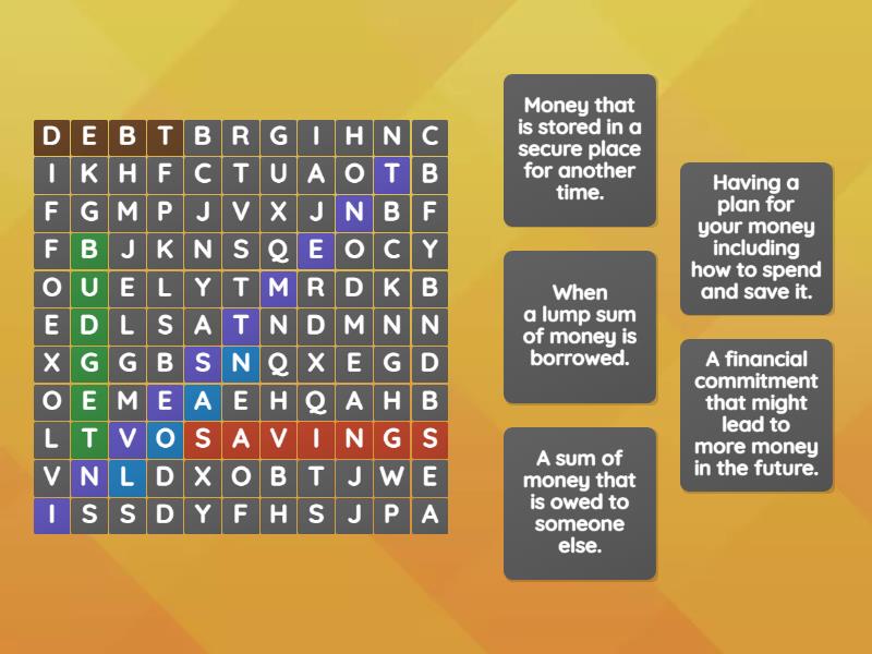 Financial management - Wordsearch