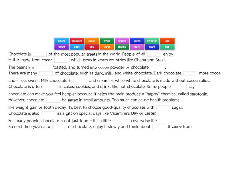 CHOCOLATE - Complete the sentence