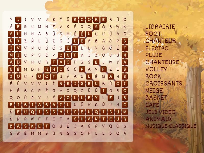 Les noms et les articles n°1 - Wordsearch
