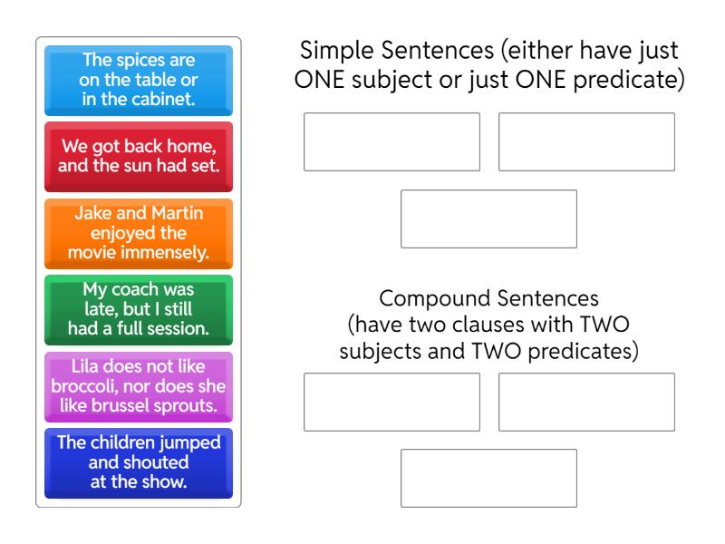 Simple and Compound Sentences Sort - Group sort