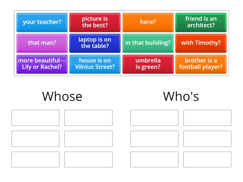 Who's and whose - Group sort