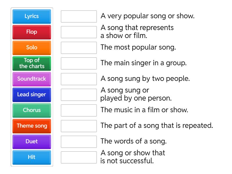 Music/film vocabulary (ESOL E3) - Match up