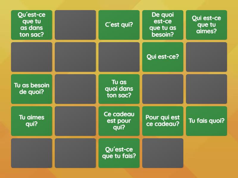 Les questions avec les mots interrogatifs - Matching pairs