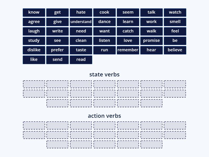 state and action verbs - Group sort