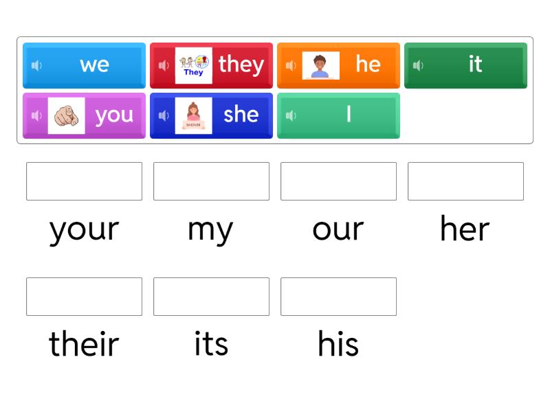 Fly high 2. Unit 9. Possessive adjectives - Match up