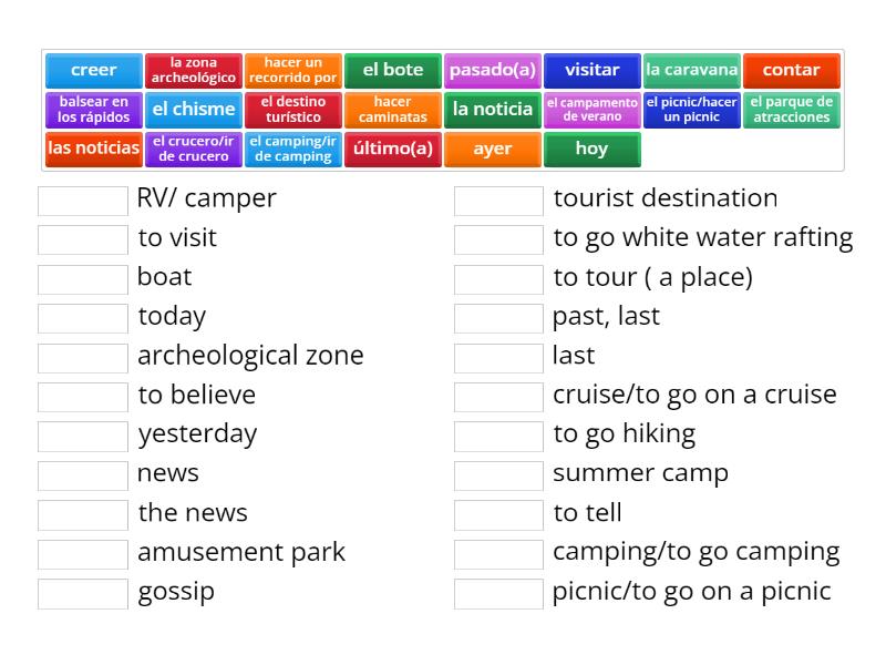 Que Chevere 2 Unit 1B.1 - Match up