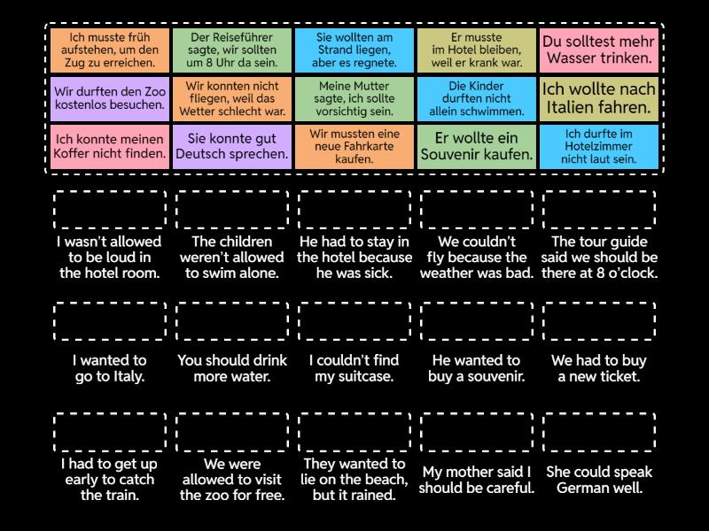 A1.A2. Modalverben in Präteritum (Finden Sie die Äquivalent) - Match up