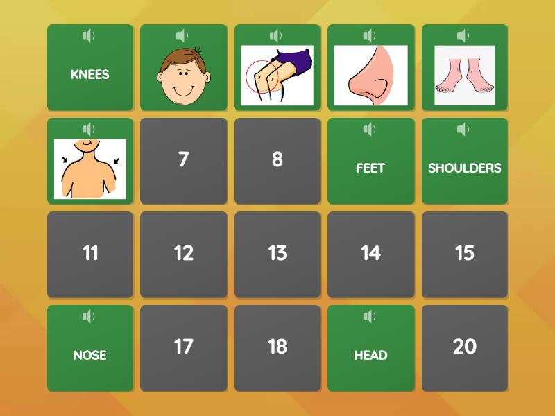 ENGLISH: MY BODY (memory game) - Matching pairs