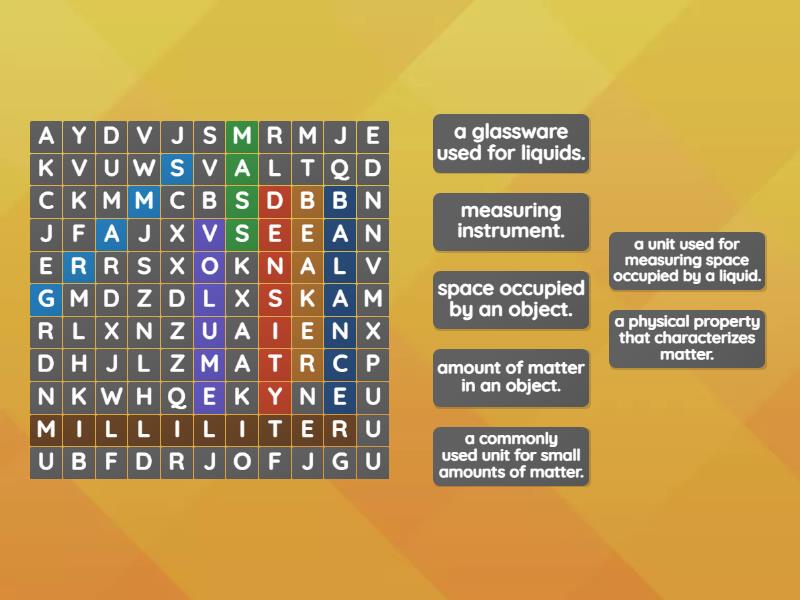 mass and density opener grade 7 - Wordsearch