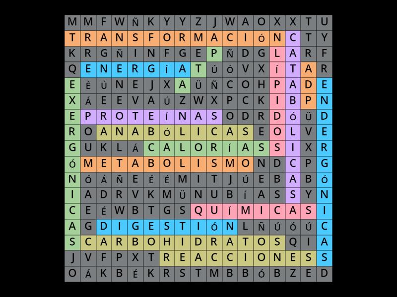 Metabolismo - Sopa de letras