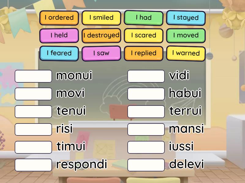 2nd conjugation perfect tense English to Latin - Match up