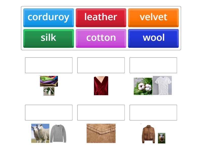 Vocabulary - types of fabric - Match up