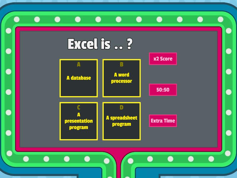 Basic Excel Quiz - Gameshow quiz