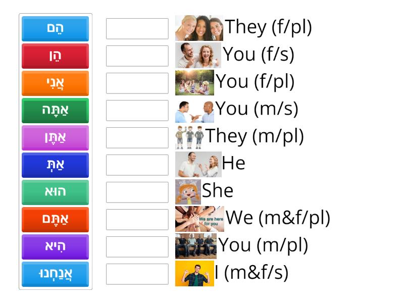 Hebrew Pronouns with pictures - Match up