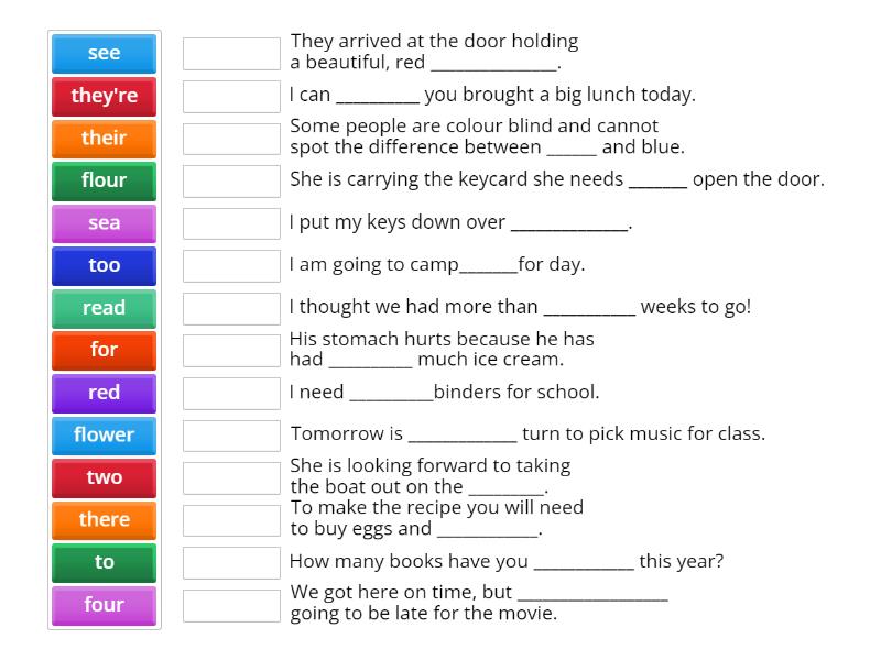 Homophones practice - Match up