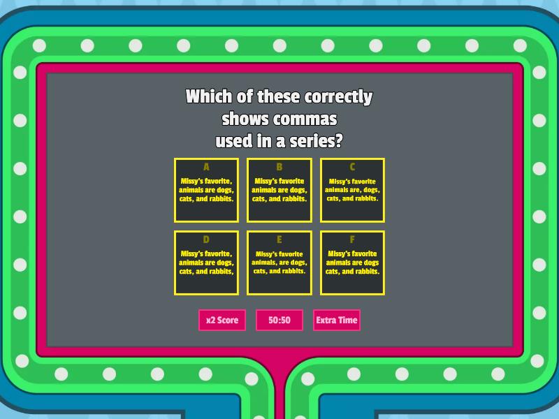 Comma Rules - Gameshow quiz