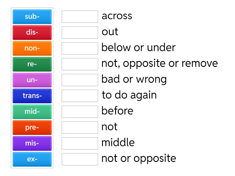 Wilson Prefixes Substep 3 - Match up