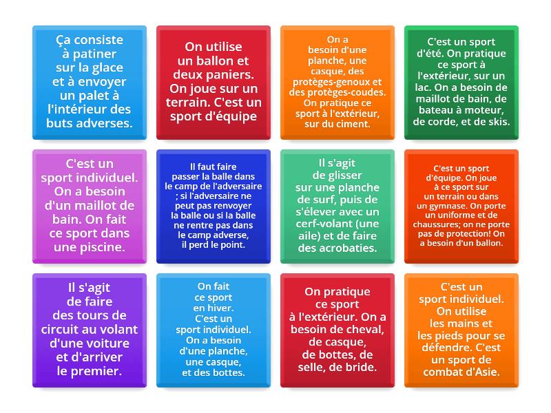 Devinettes sur le sport - Flip tiles