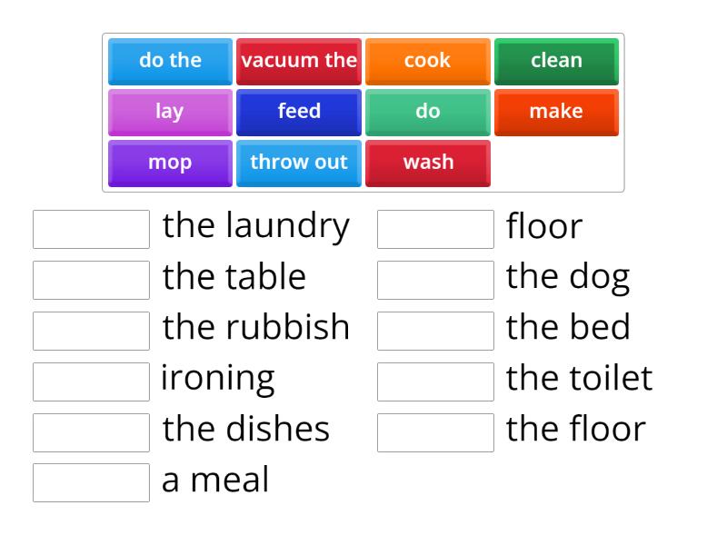 household chores - Match up