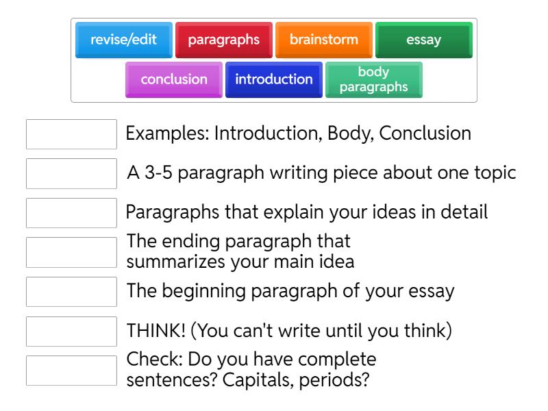 Essay writing made easier - Match up