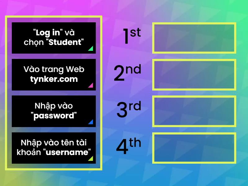 Các bước đăng nhập vào Tynker - Rank order