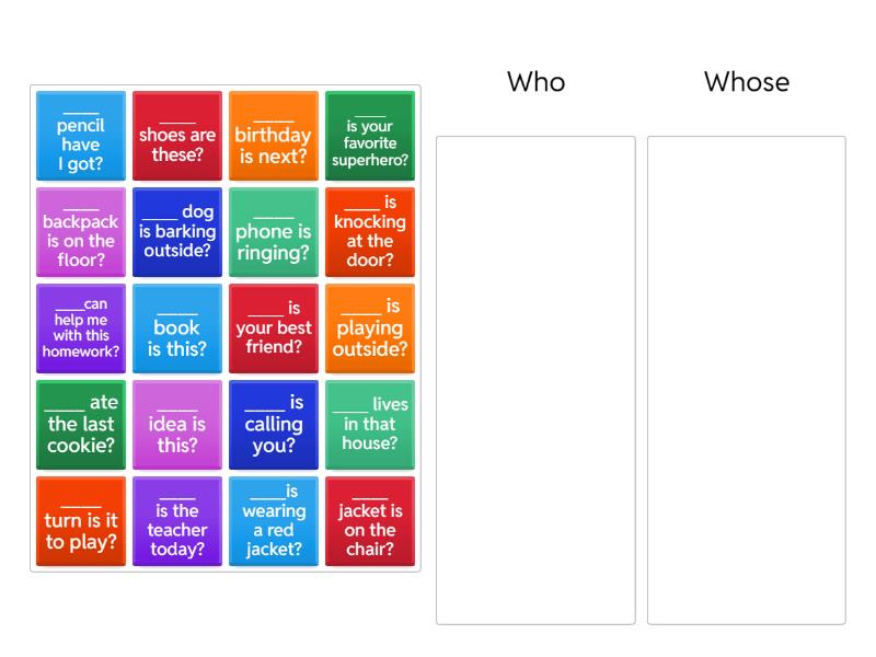 Who & Whose - Group sort